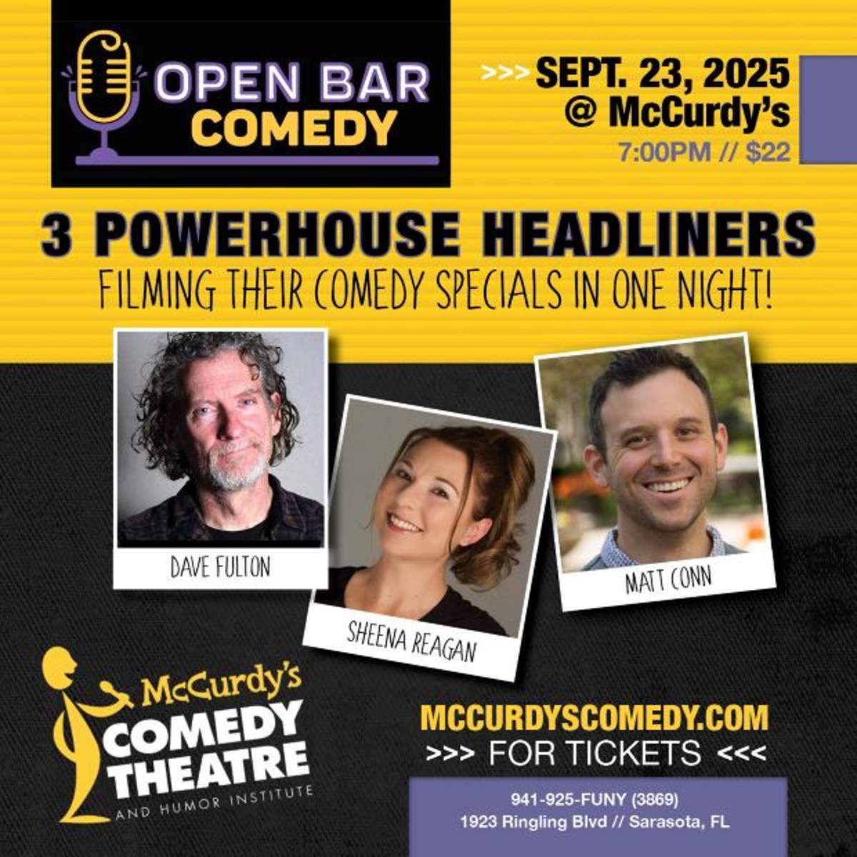 Open Bar Comedy Tickets | Sarasota, FL | McCurdy's Comedy Theatre