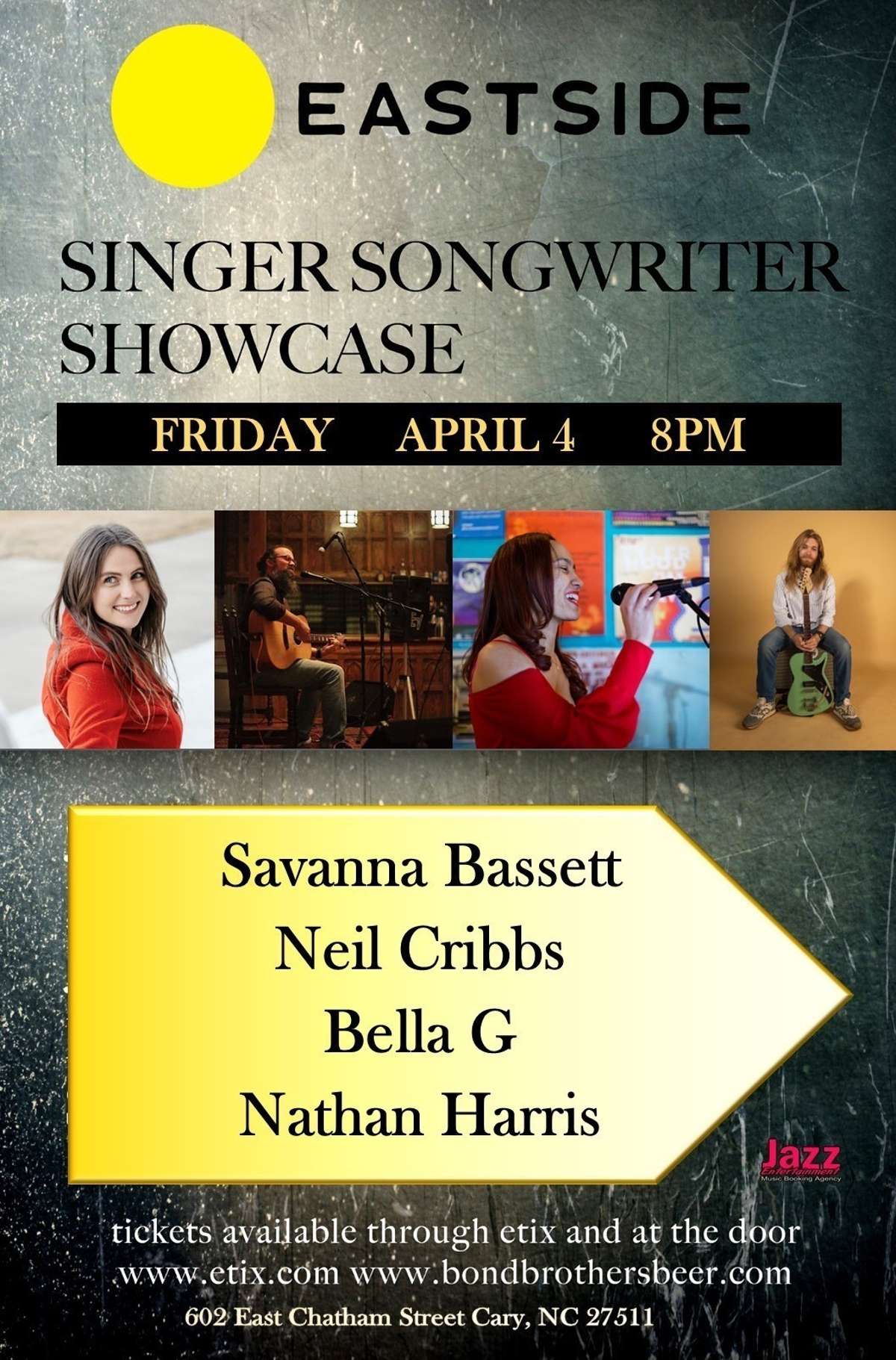 Singer-Songwriter Showcase Tickets | Cary, NC | Bond Brothers Eastside
