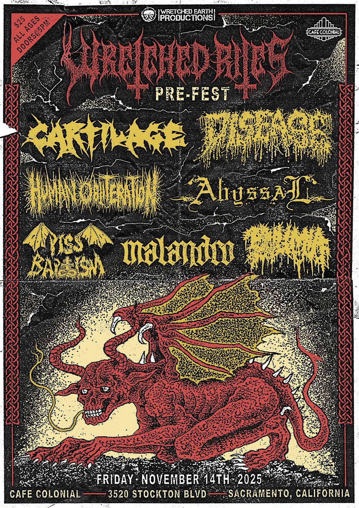 Wretched Rites Pre Show Tickets | Sacramento, CA | Cafe Colonial