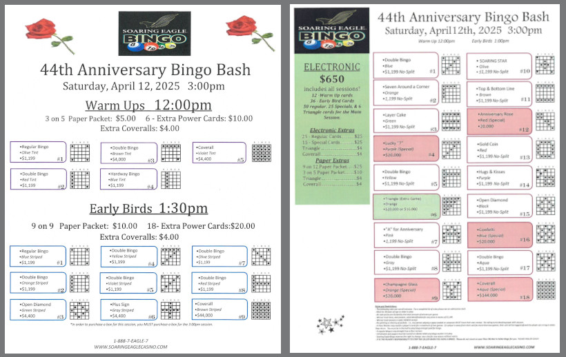 Soaring Eagle Casino and Resort Bingo Official Tickets | Mt. Pleasant, MI