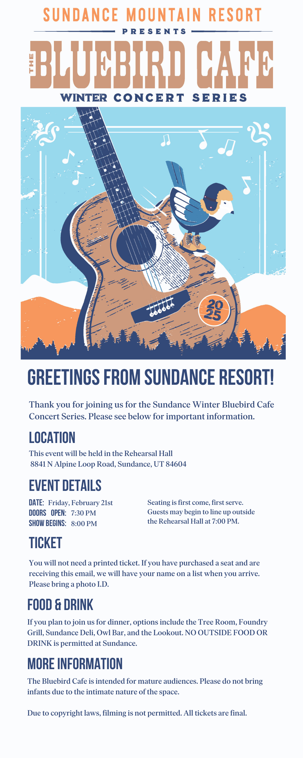 Bluebird Cafe Concert Series Tickets | Sundance, UT | Outdoor Stage
